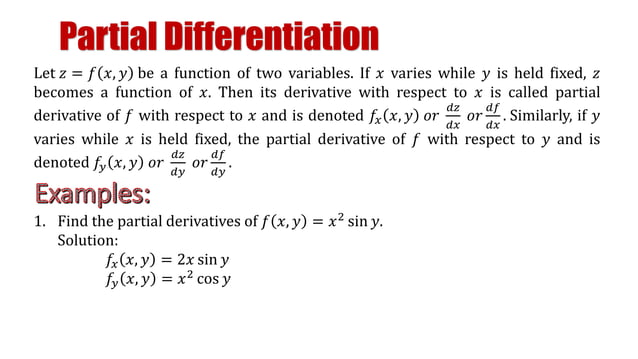 Higher Derivatives & Partial Differentiation | PPTX