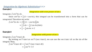 Integration of Trigonometric Functions | PPTX