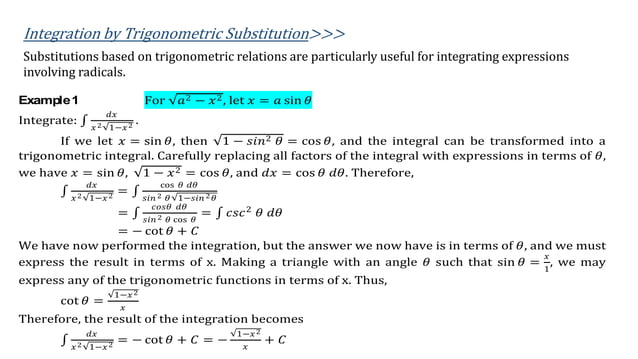 Integration Of Trigonometric Functions Pptx Physics Science