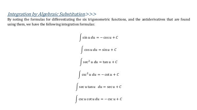 Integration of Trigonometric Functions Integration of Trigonometric Functions