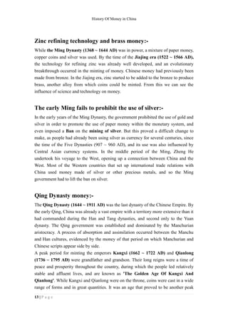 Report on HISTORY OF MONEY IN CHINA | PDF
