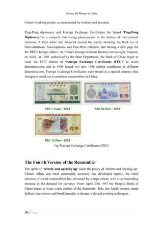 Report on HISTORY OF MONEY IN CHINA | PDF | Stamps and Coins | Collecting