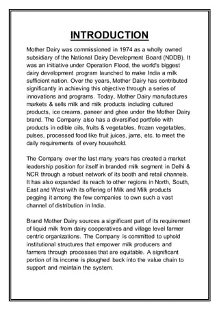 Report on mother dairy | DOCX