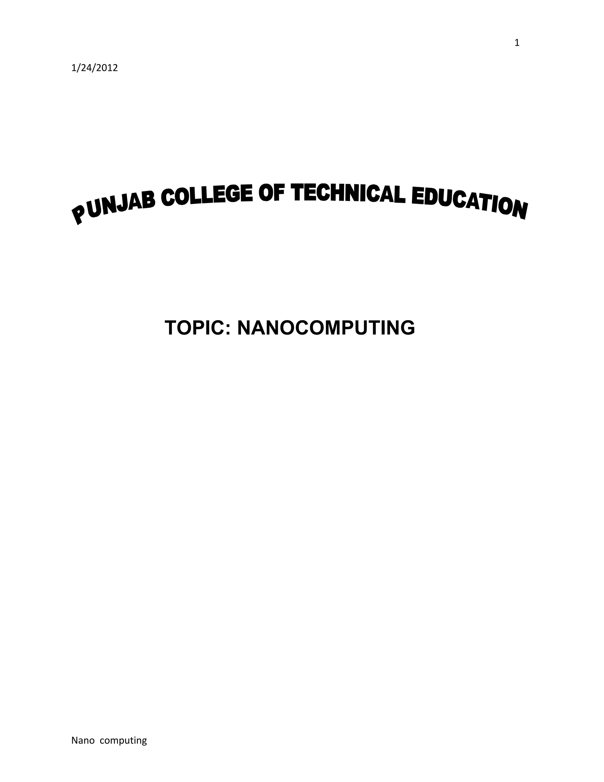 Report on nano computing | RTF