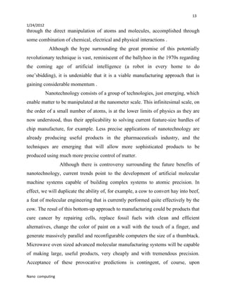 Report on nano computing | PDF