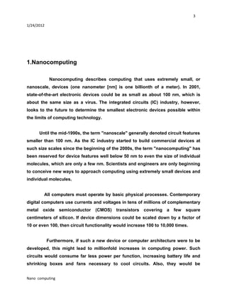 Report on nano computing | PDF