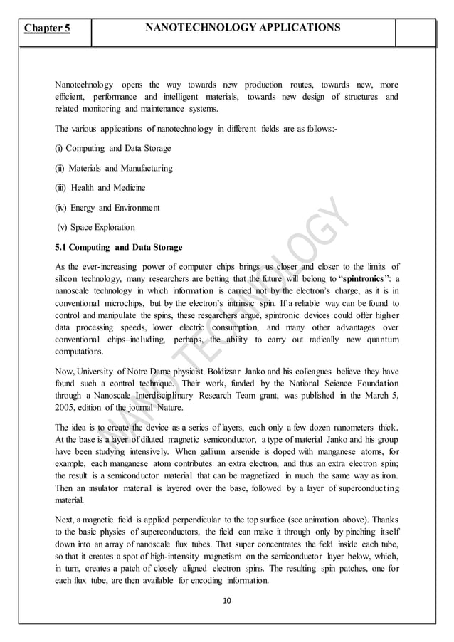 Report on nano technology | DOCX | Physics | Science