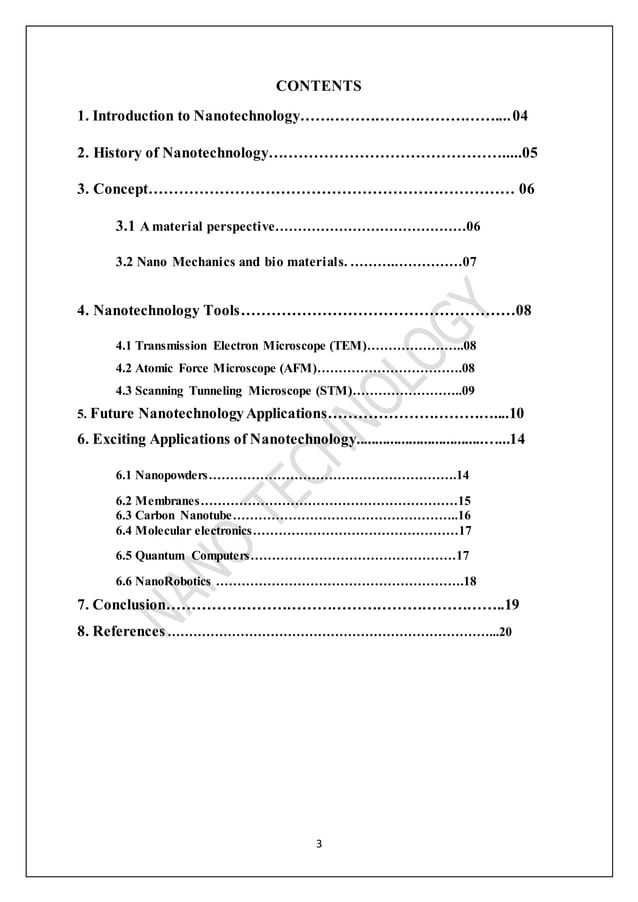 Report on nano technology | DOCX | Physics | Science
