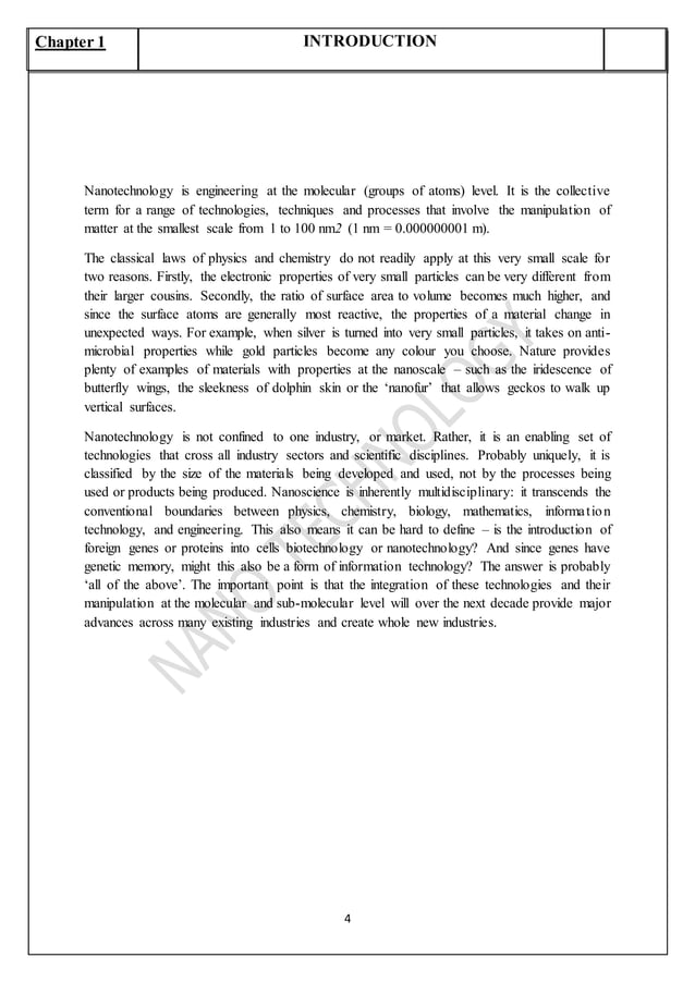 Report on nano technology | DOCX | Physics | Science