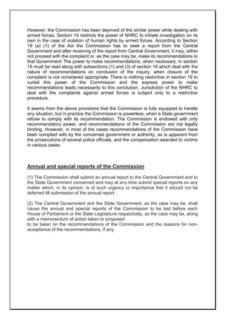 Report on National_Human_Rights_Commission | DOCX | Law