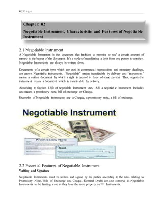 Report on negotiable instruments | DOCX