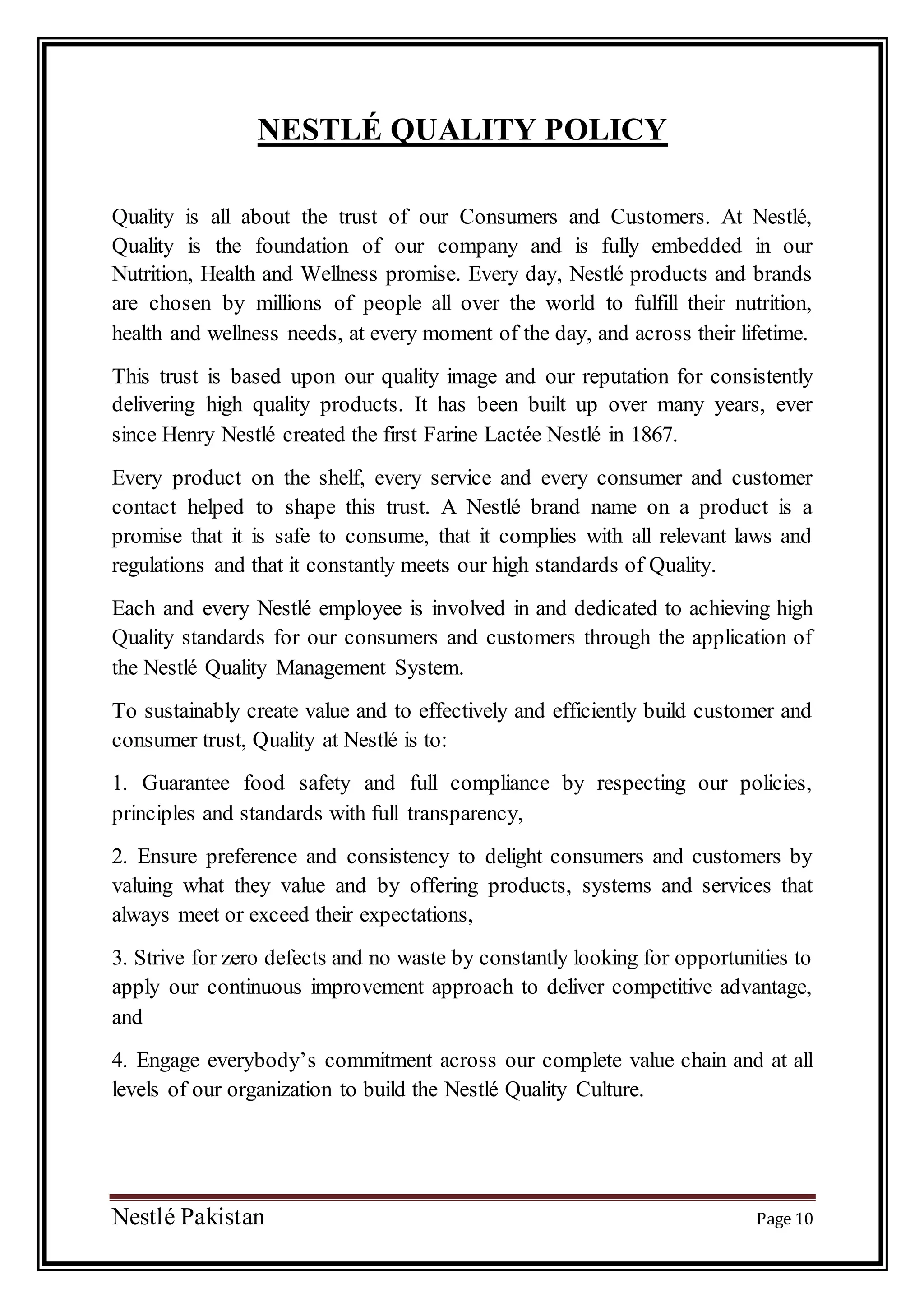 Report on nestle | PDF