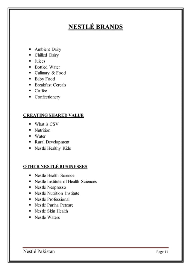 Report on nestle | PDF