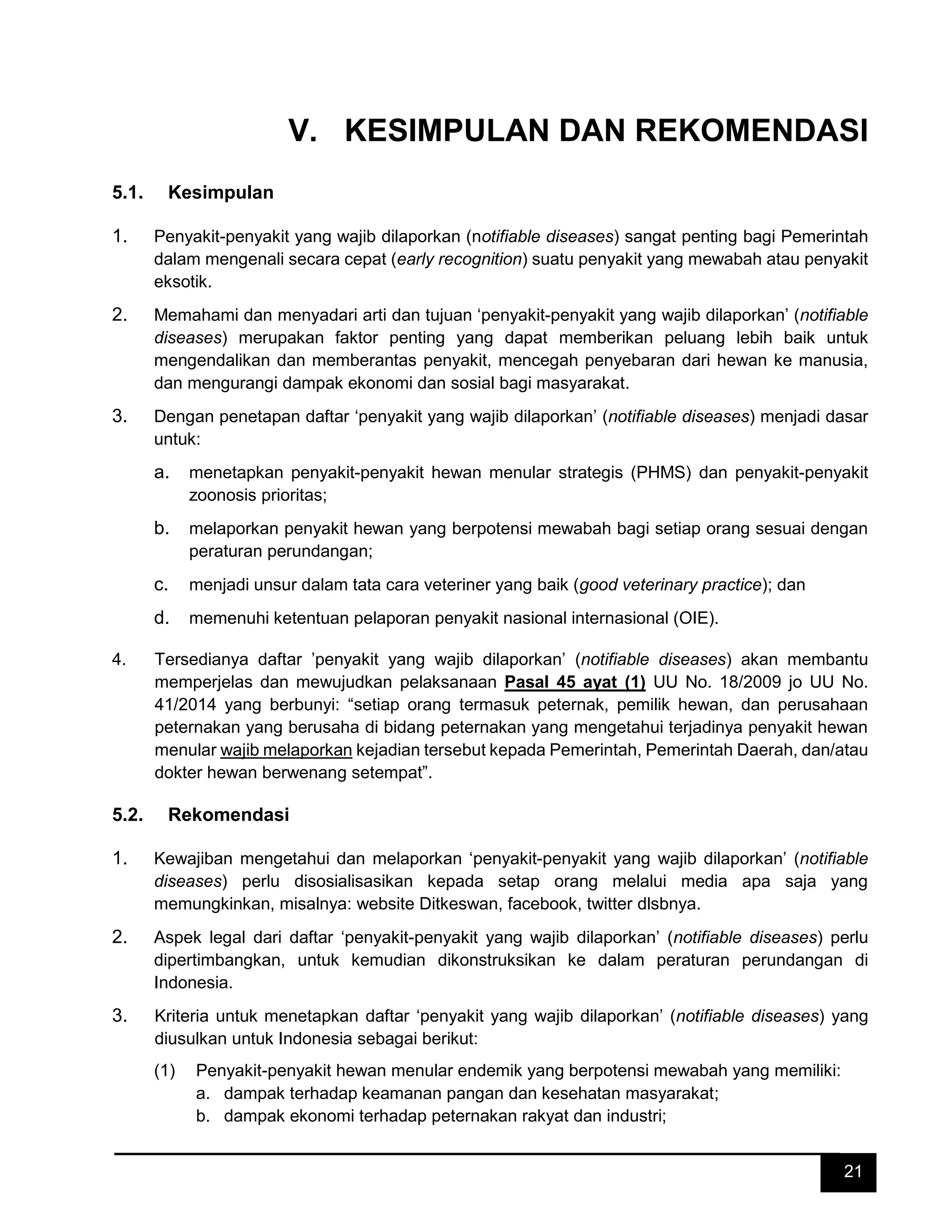 Penyakit-penyakit Hewan Yang Wajib Dilaporkan (Notifiable Animal ...