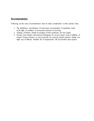 Report on potato storage DARAIL DAIMER GILGIT | PDF