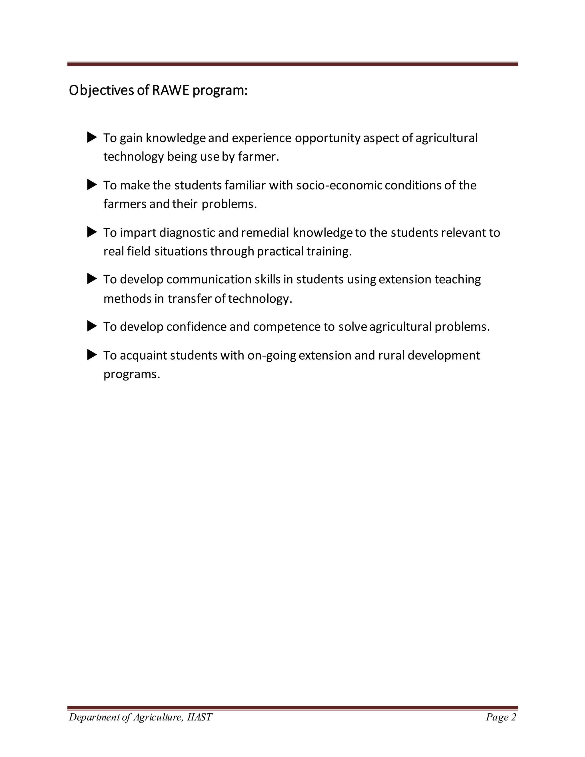 Report on RAWE and Agro-industrial attachment 2022 | DOC