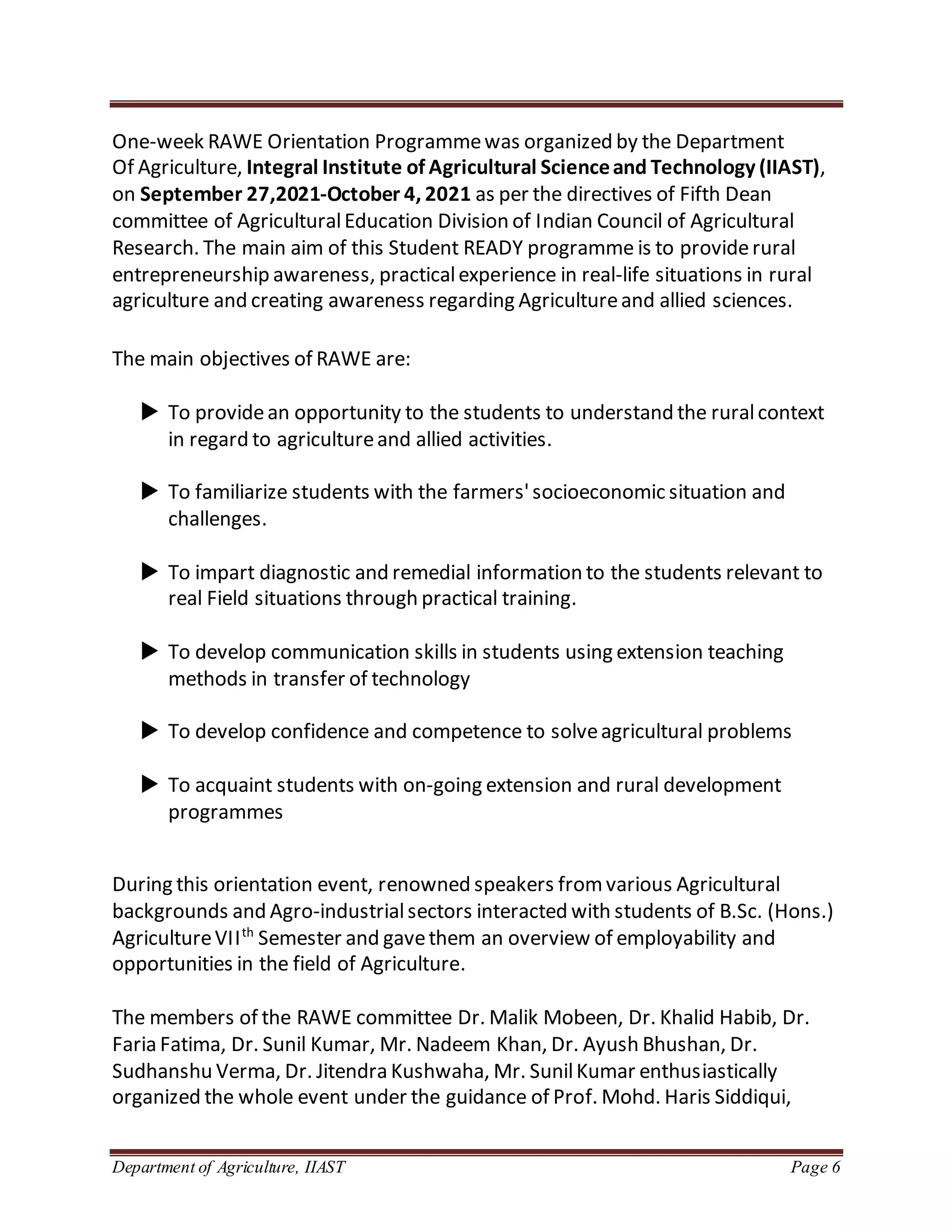 Report on RAWE and Agro-industrial attachment 2022 | DOC