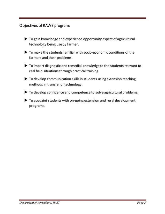 Report on RAWE and Agro-industrial attachment 2022 | DOC