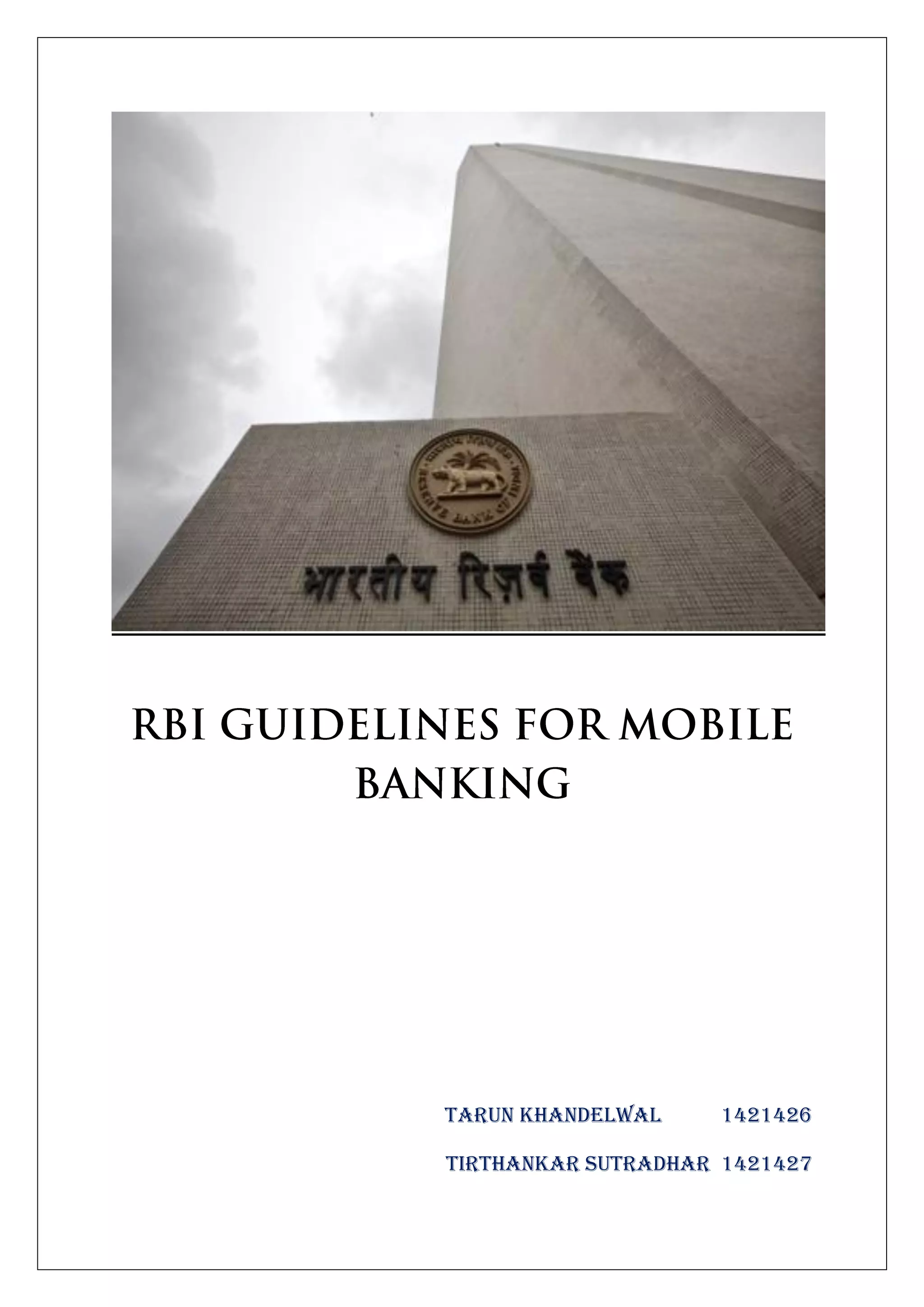 RBI guidelines for mobile banking: A brief report | PDF