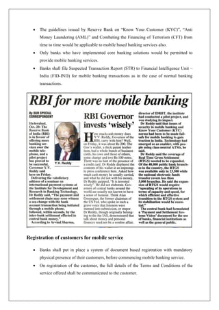 RBI guidelines for mobile banking: A brief report | PDF
