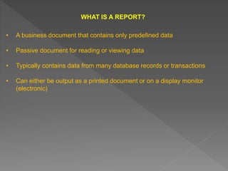 designing reports | PPT