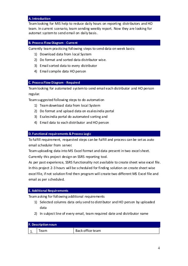 Requirement specification document