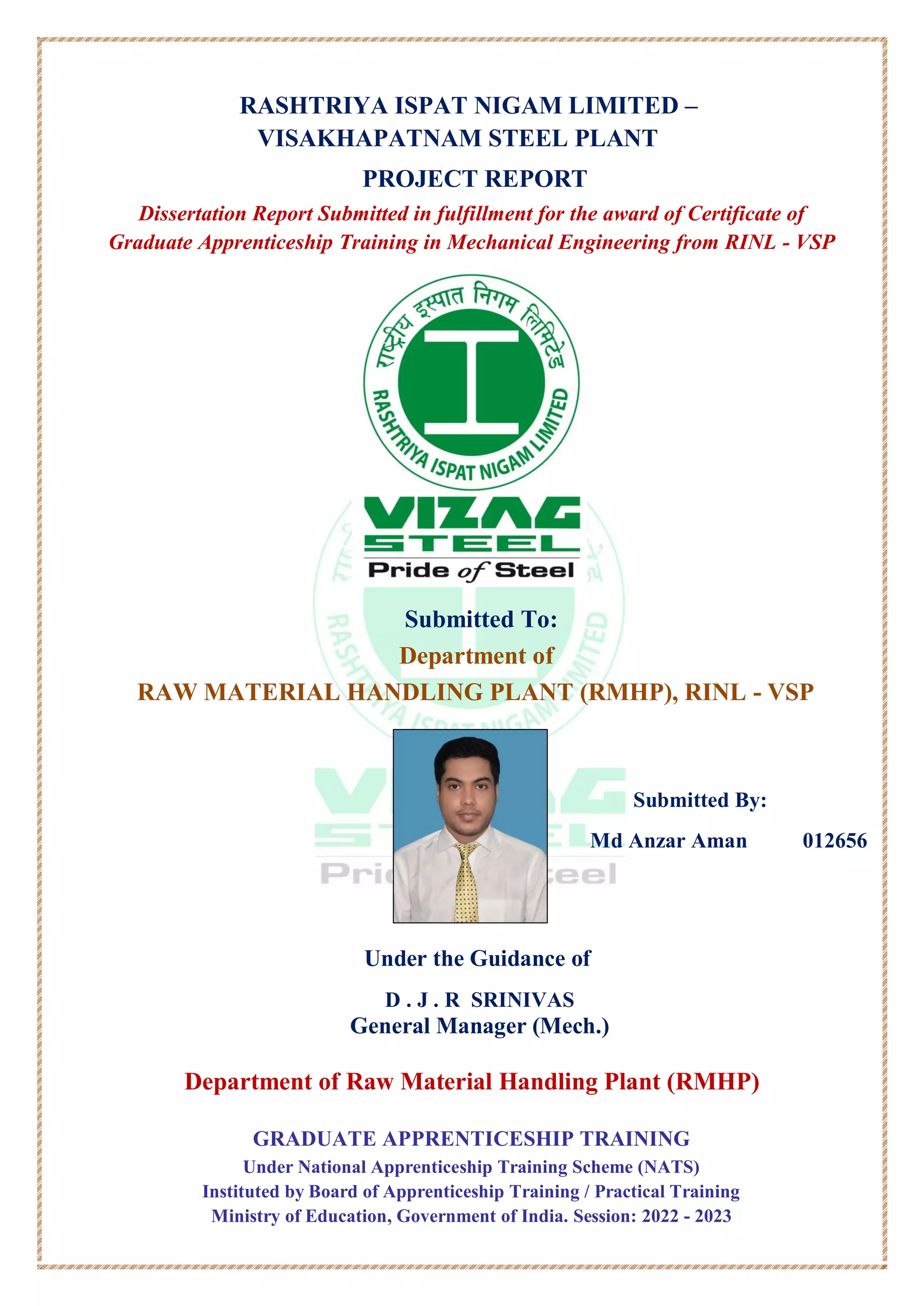 Report on RINL - Visakhapatnam Steel Plant | PDF