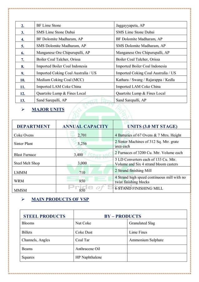 Report on RINL - Visakhapatnam Steel Plant | PDF | Careers