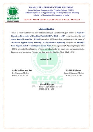 Report on RINL - Visakhapatnam Steel Plant | PDF
