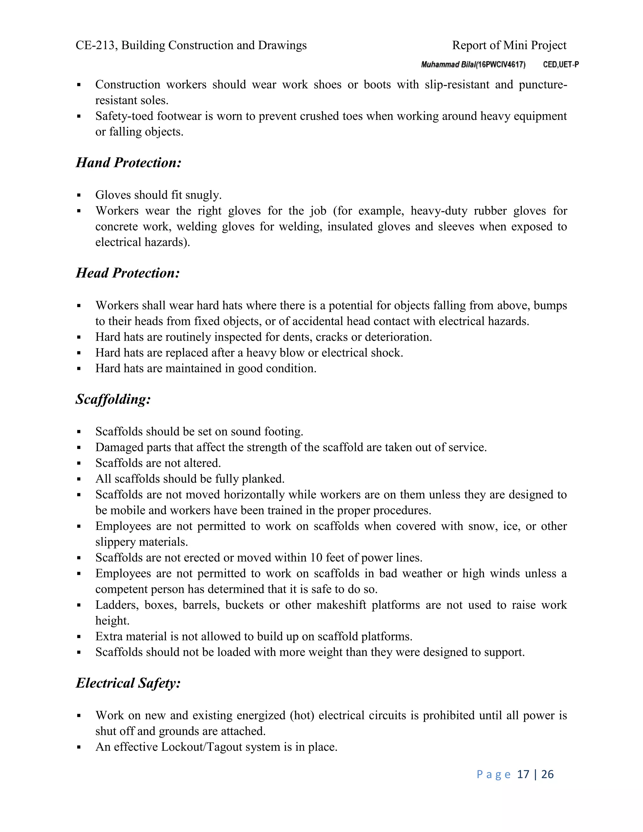 Report on safety measures during construction | PDF