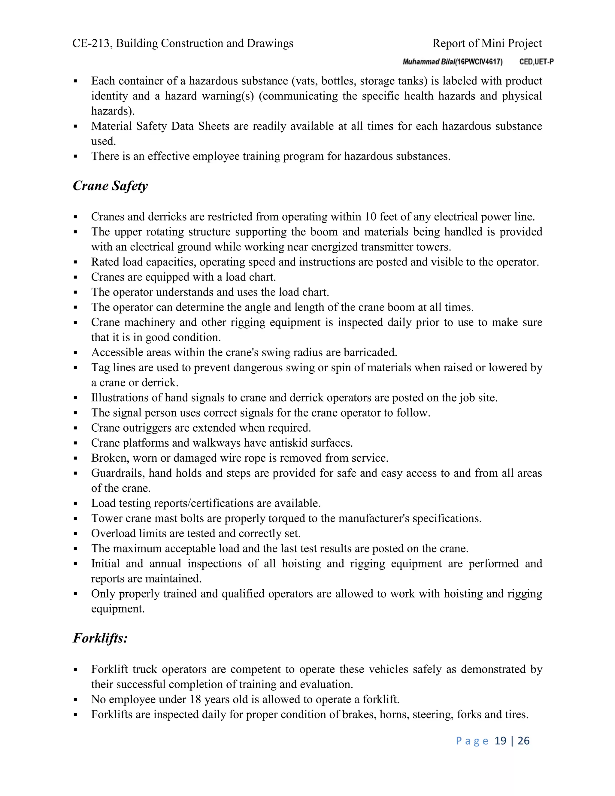 Report on safety measures during construction | PDF