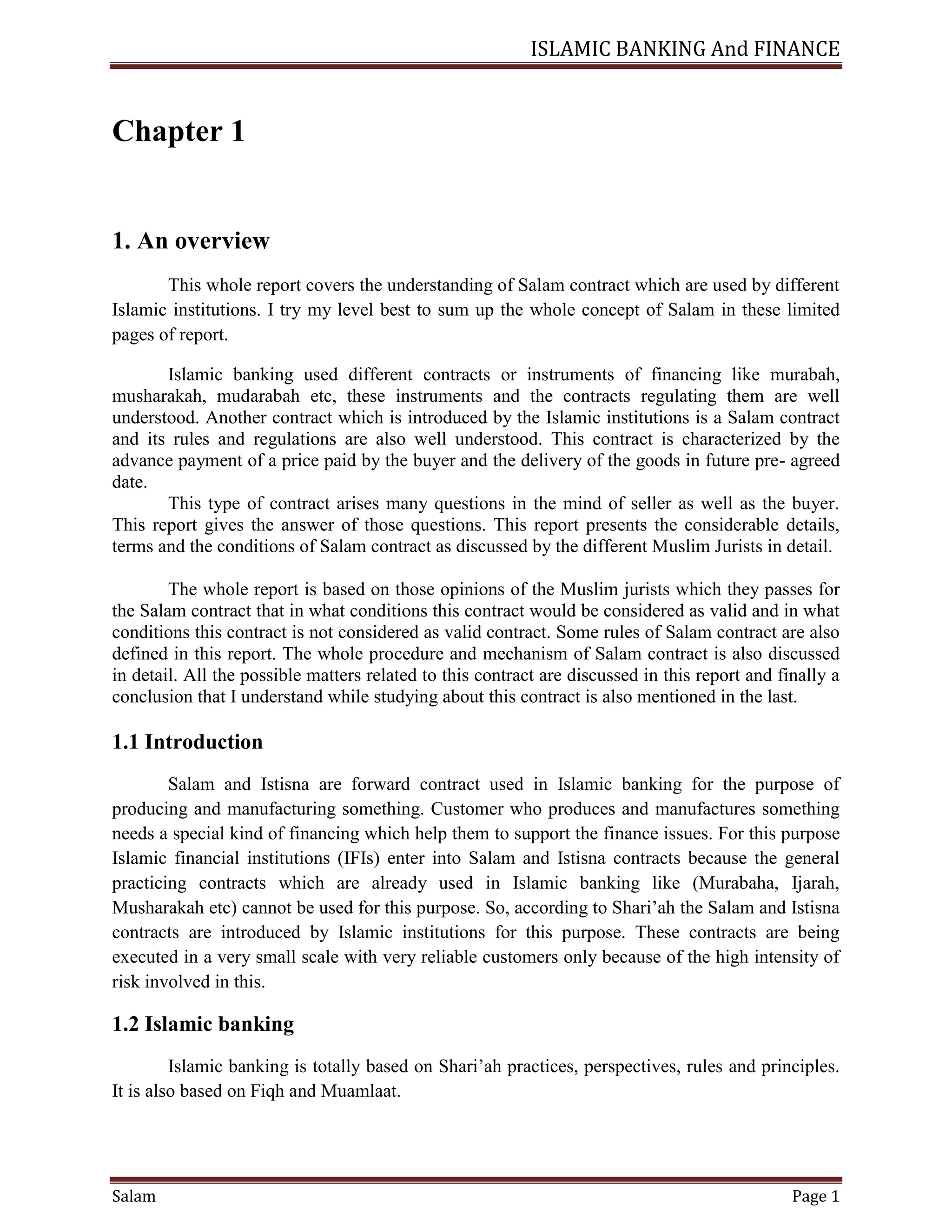 Report on Salam Islamic Banking | DOCX