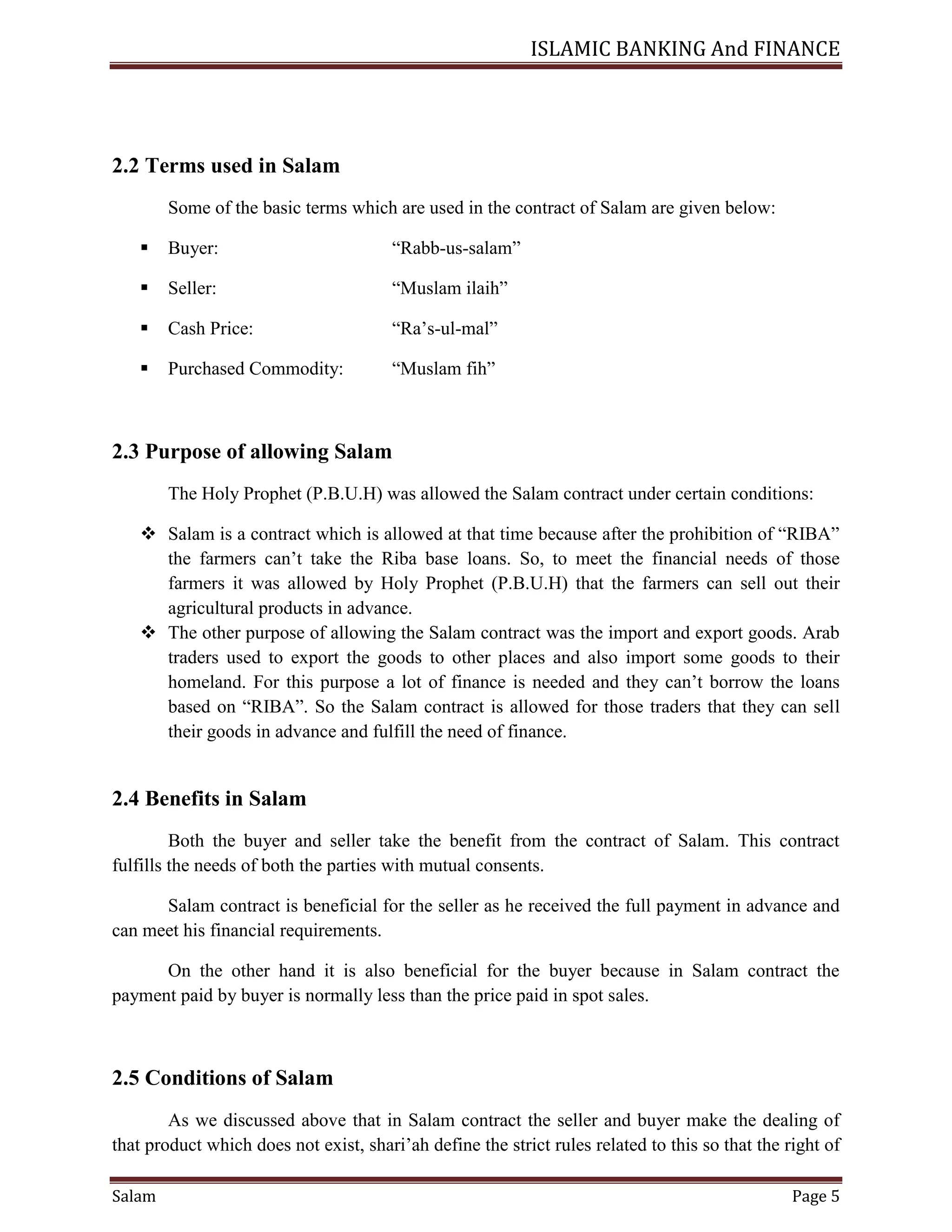 Report on Salam Islamic Banking | DOCX