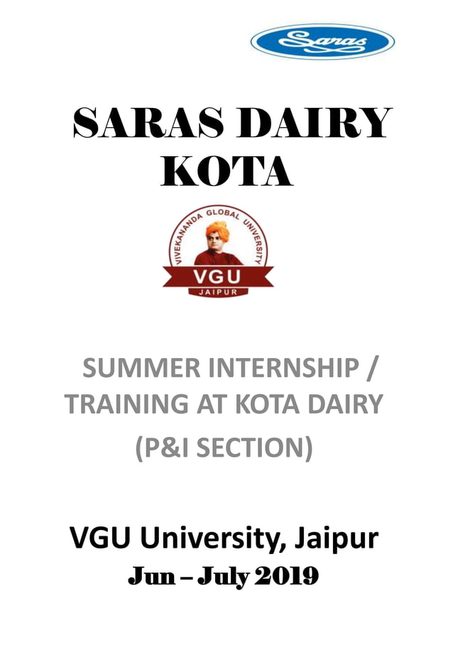 Report On Saras Dairy Kota(Raj.) By...Rahul Kumar !! | PDF ...