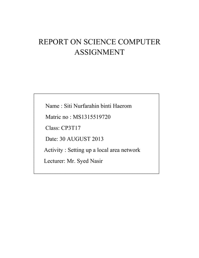Report on science computer assignment | PDF