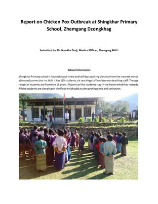 Report on skin disease outbreak at shingkhar primary school | DOCX