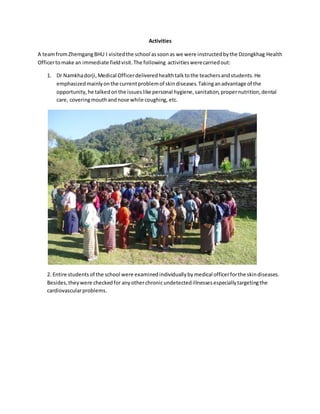 Report on skin disease outbreak at shingkhar primary school | DOCX