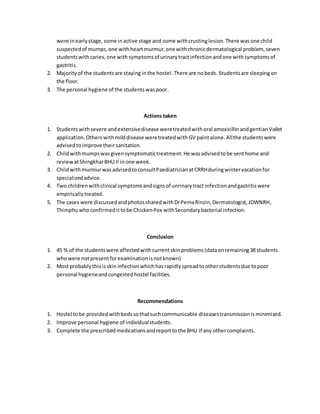 Report on skin disease outbreak at shingkhar primary school | DOCX