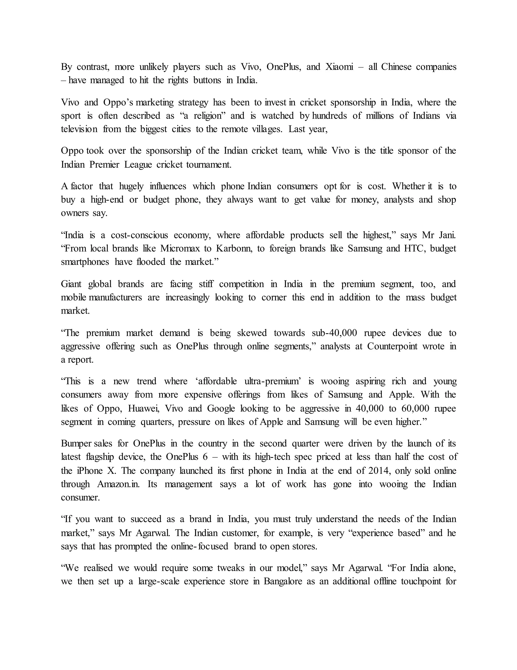 Report on smartphone industry and their effects on indian market | PDF