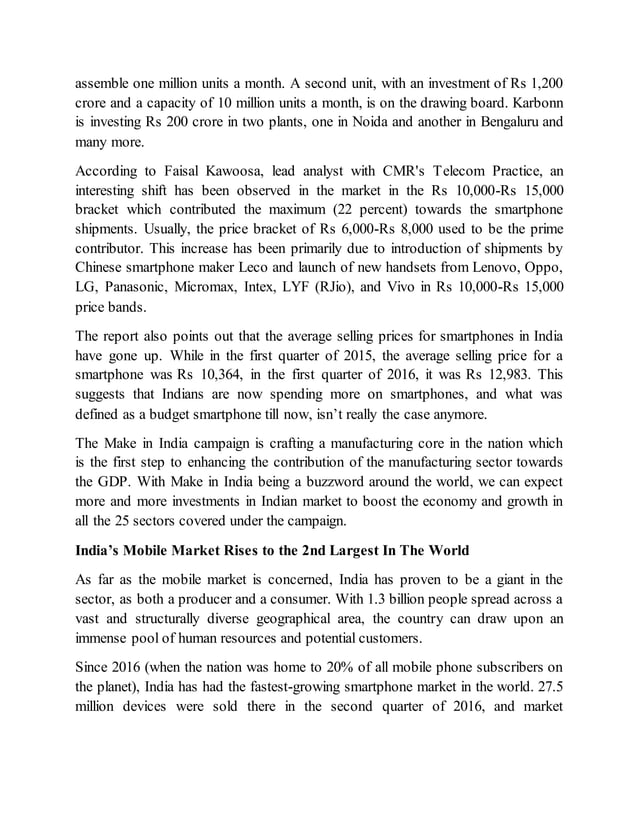Report on smartphone industry and their effects on indian market | PDF