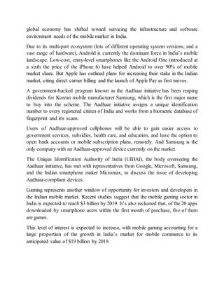 Report on smartphone industry and their effects on indian market | PDF