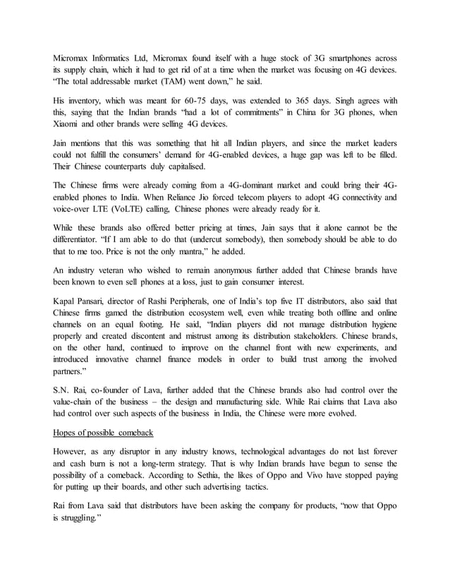 Report on smartphone industry and their effects on indian market | PDF