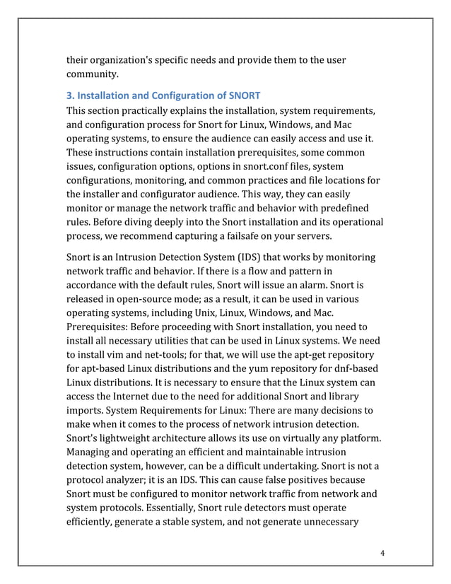 Report On Snort Intrusion Detection Systempdf Operating Systems Computer Software And