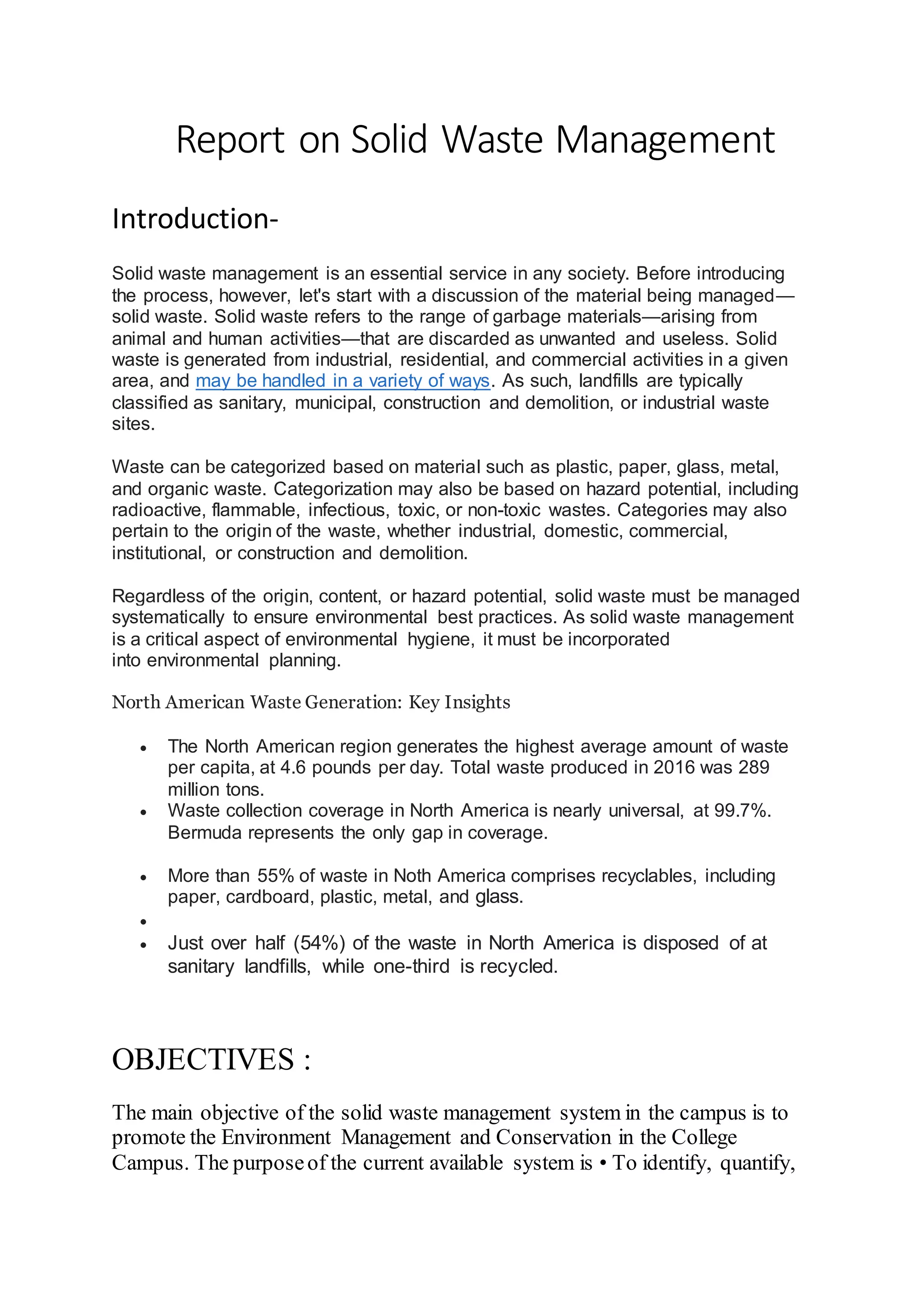 Report on solid waste management | DOCX
