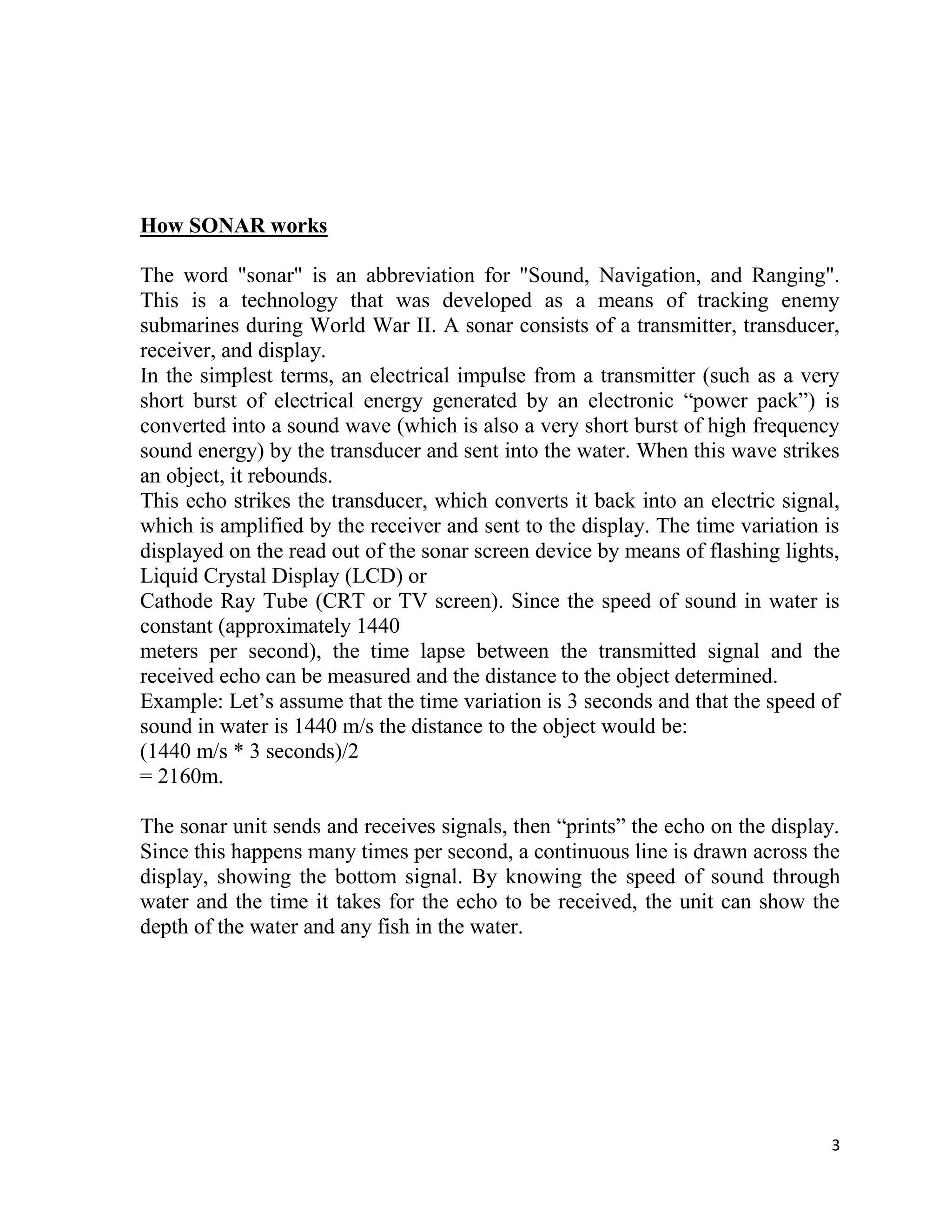 Report on sonar | PDF