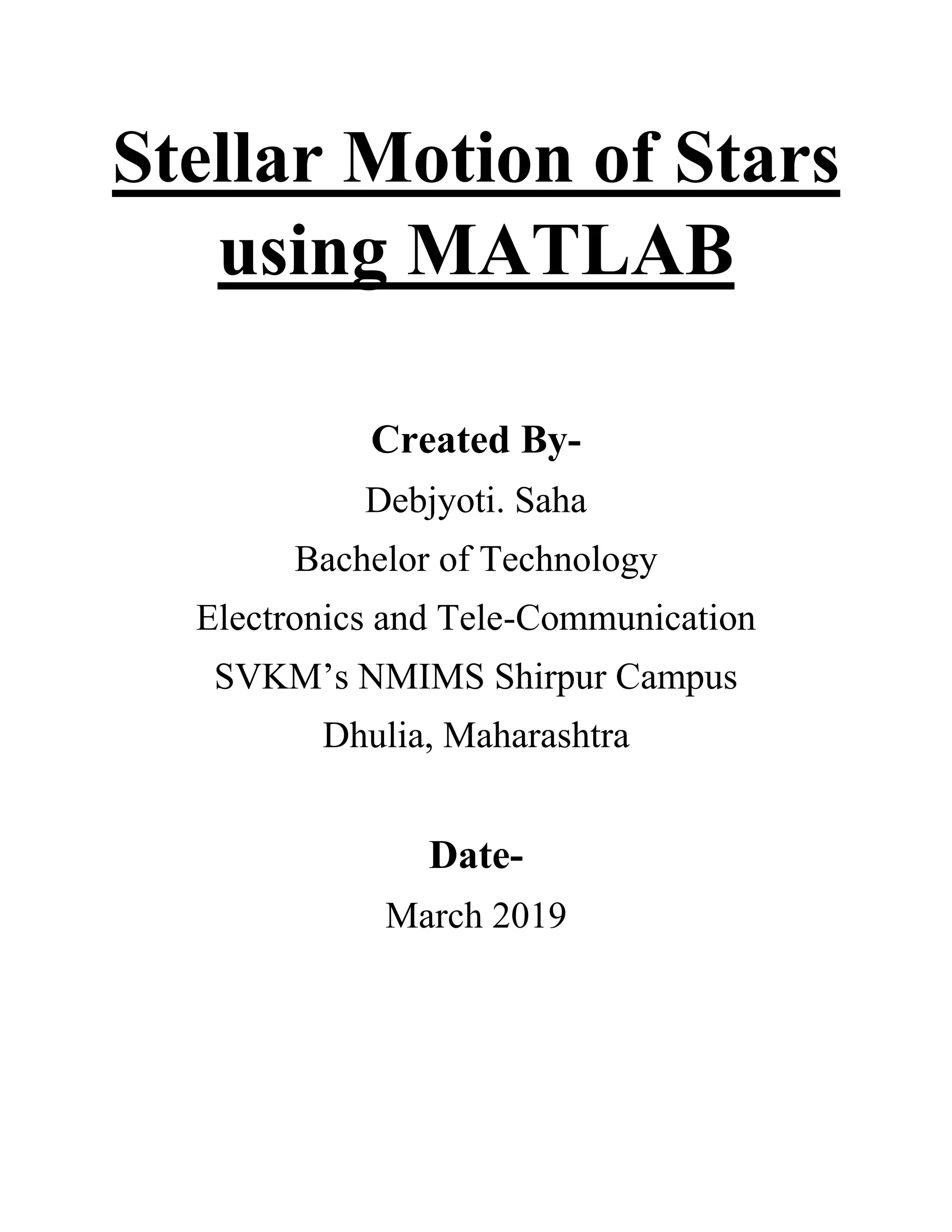Report on stellar motion | PDF