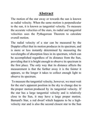 Report on stellar motion | PDF