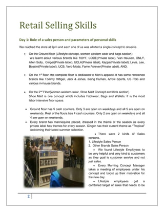 Report on store visit : Lifestyle | DOCX