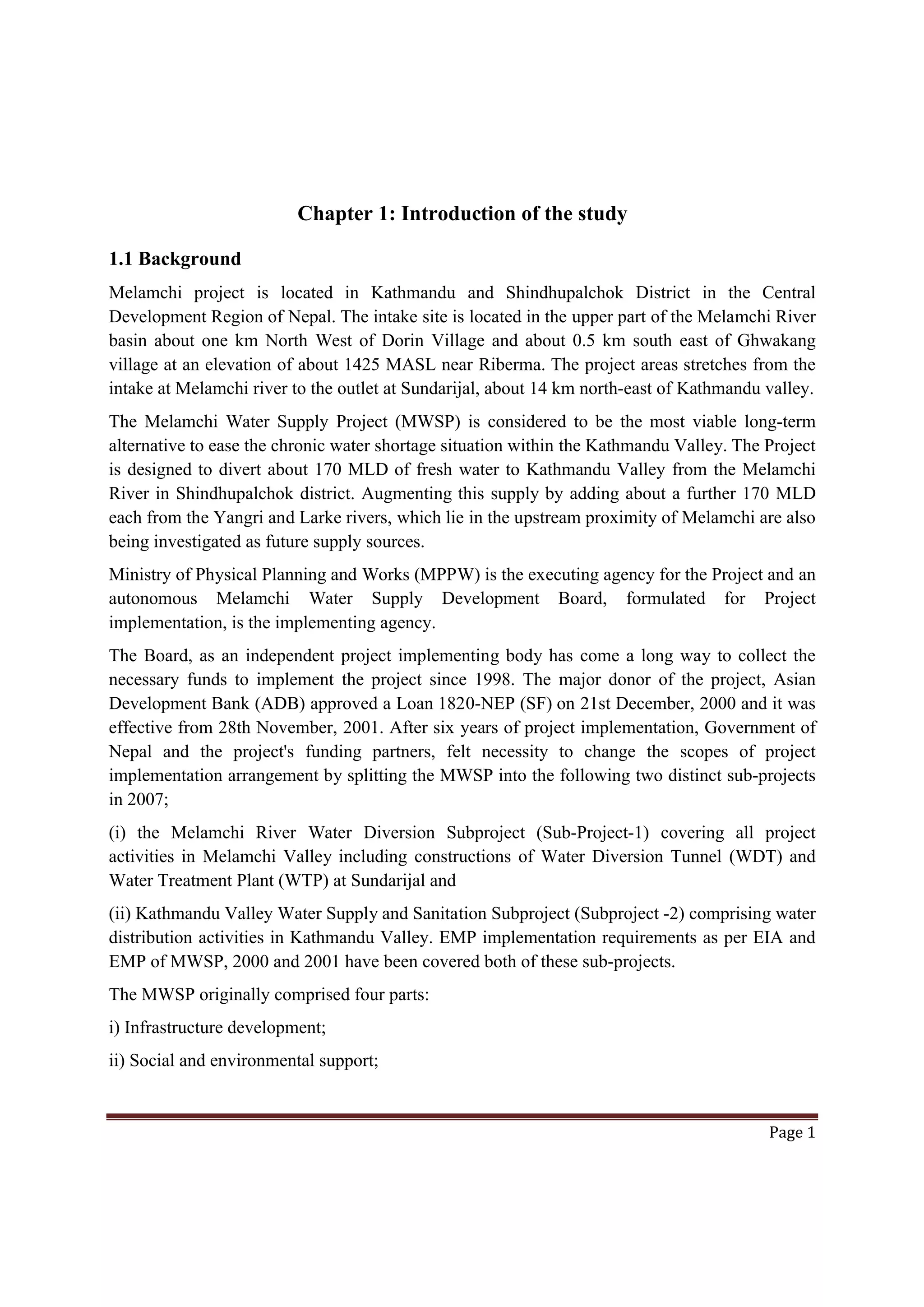 Report on study of socail impact due to tunnel construction at ...