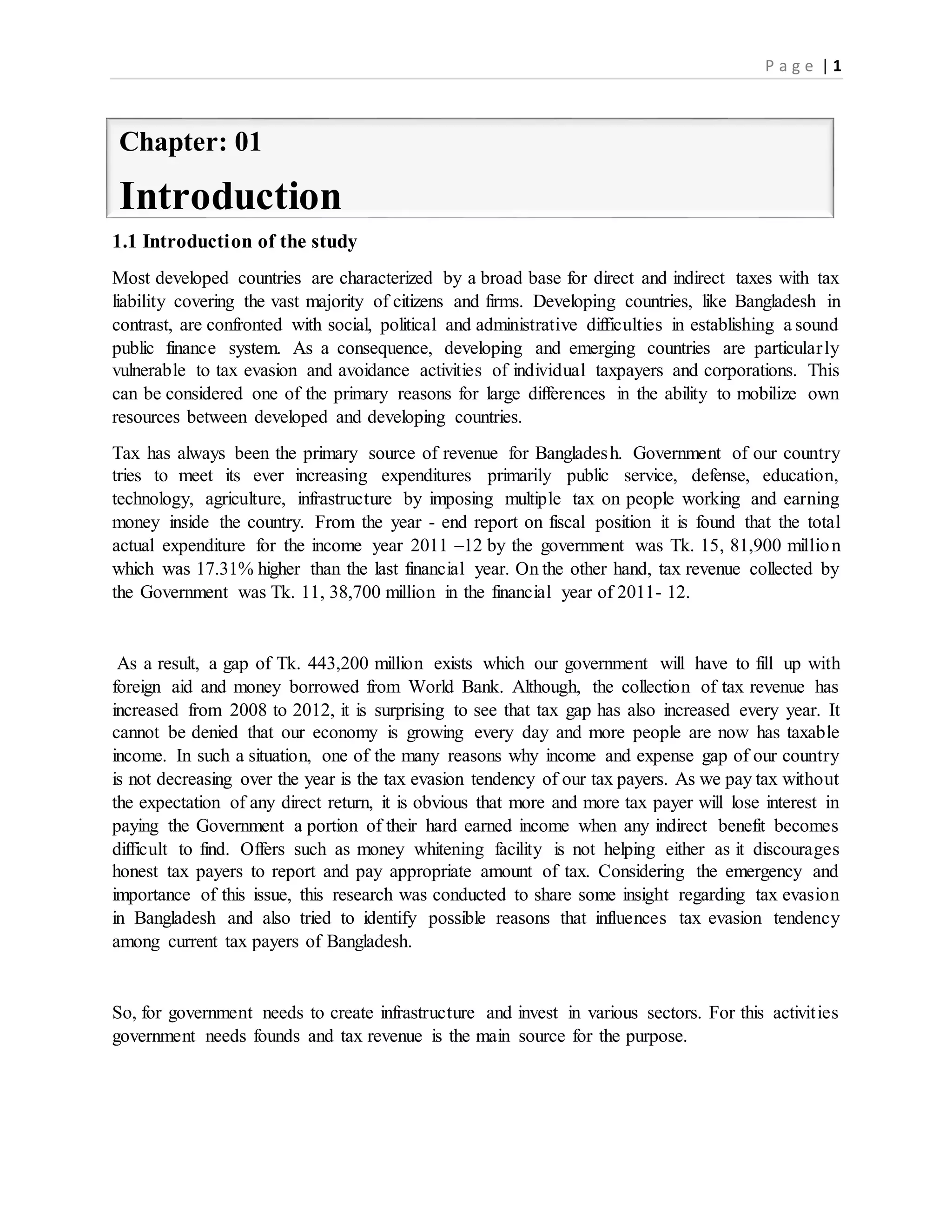 Report on tax Evasion in Bangladesh | PDF